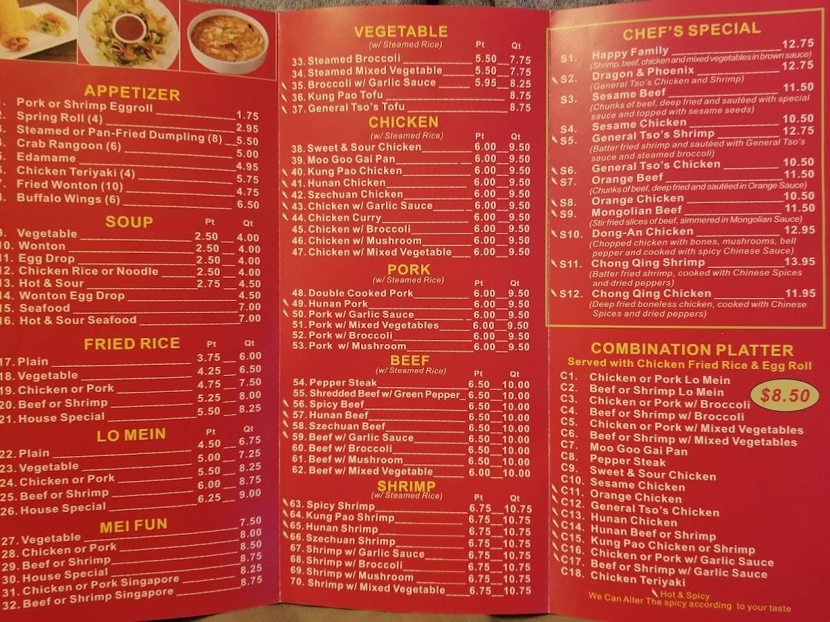 Menu at Chen's Kitchen restaurant, Burgettstown