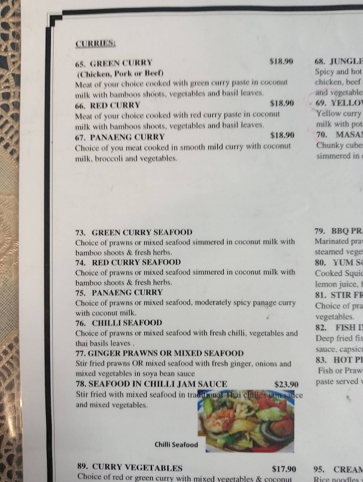 Menu at Cherry Blossom restaurant, Aitkenvale