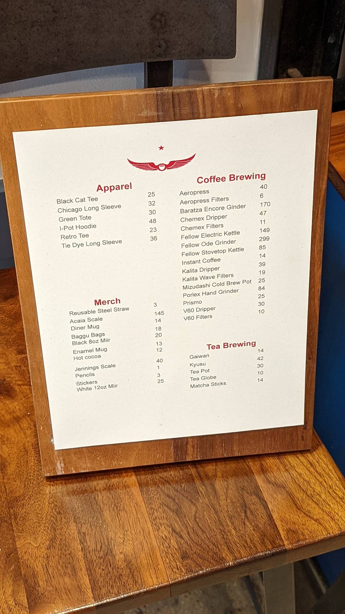 Carta de Intelligentsia Coffee Millennium Park Coffeebar, Chicago, 53 E ...