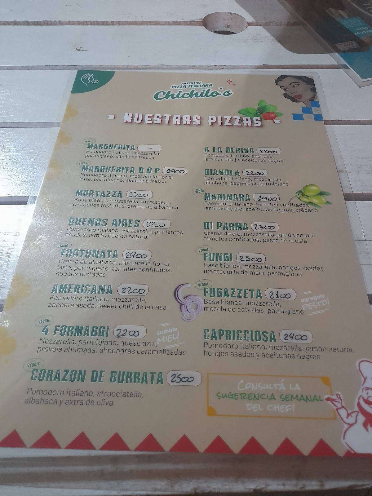 Carta del restaurante Chichilo's, Rosario, Gorriti 415