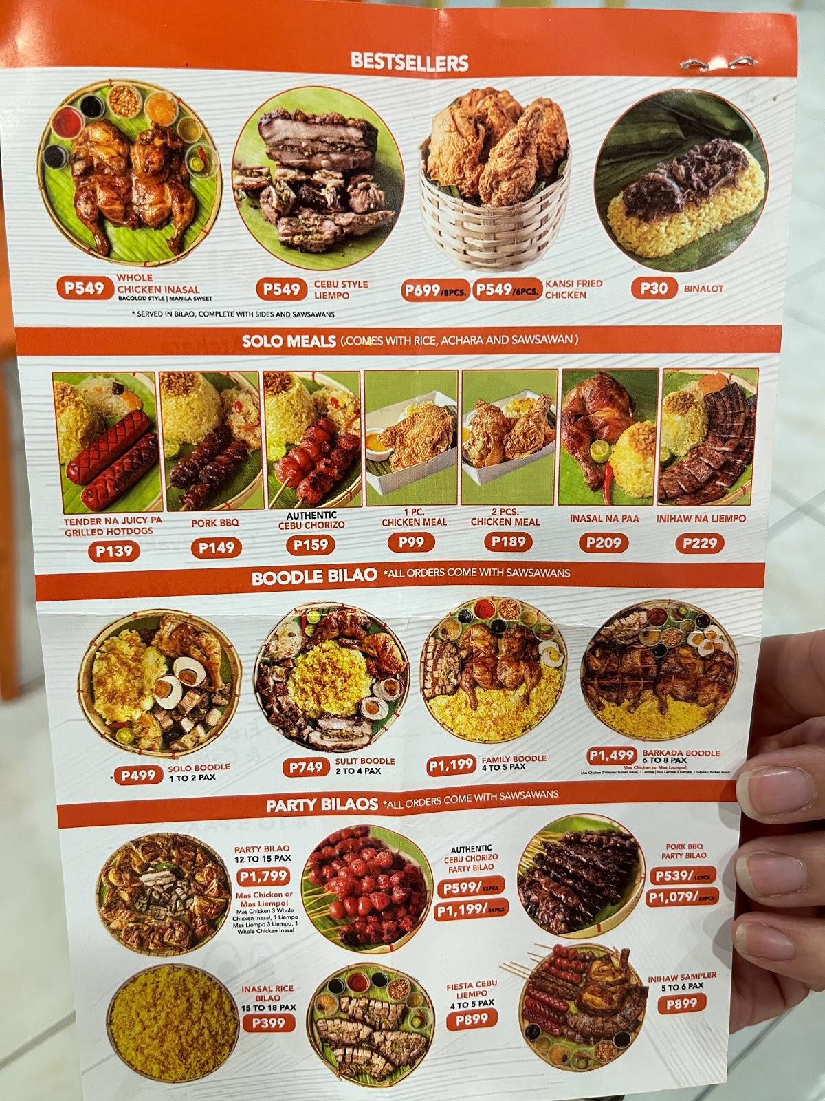 Carta del restaurante Chickey's Whole Chicken Inasal, Ciudad Quezon