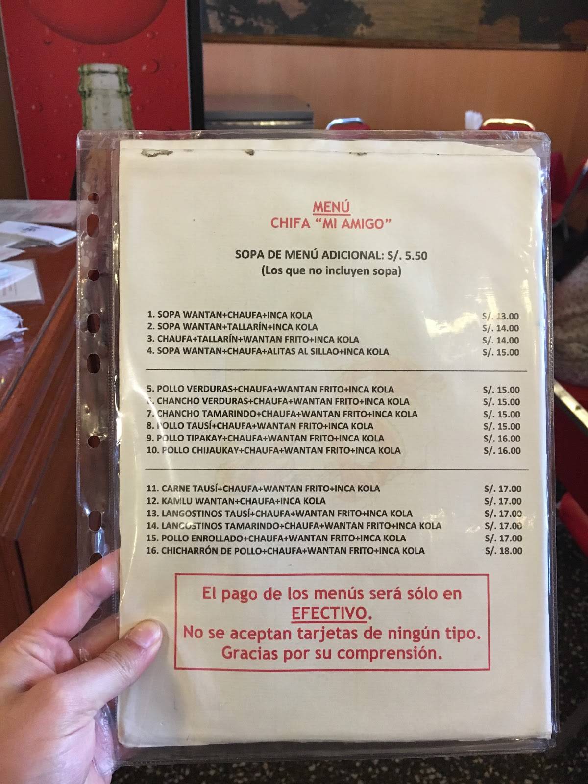 Carta del restaurante Chifa Mi Amigo, San Isidro