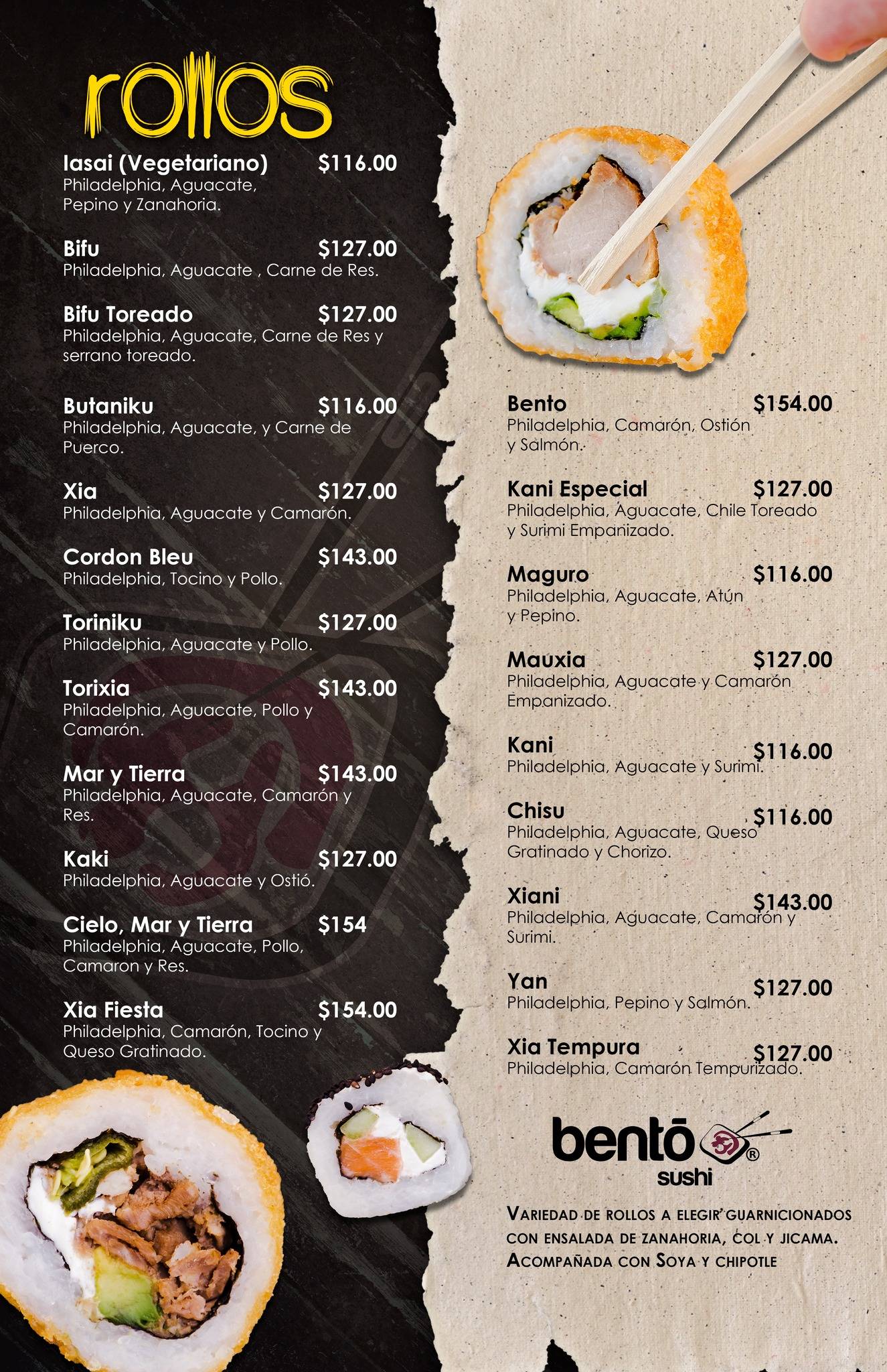 Carta del restaurante Bento Sushi, Chihuahua, República del Uruguay No.4332