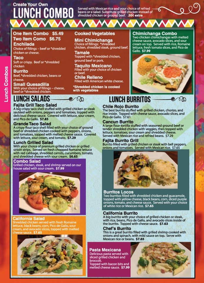 Menu at Chile Rojo Mexican Cuisine restaurant, Mount Airy