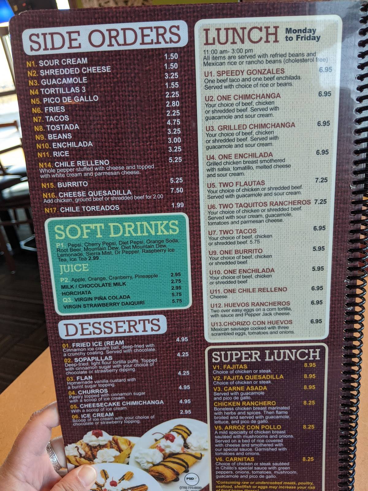 Menu at Chilito's Mexican Bar And Grill, Waterloo