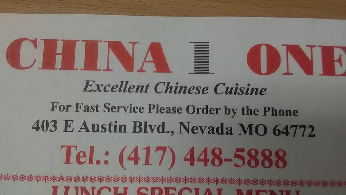 Menu at China One restaurant, Nevada