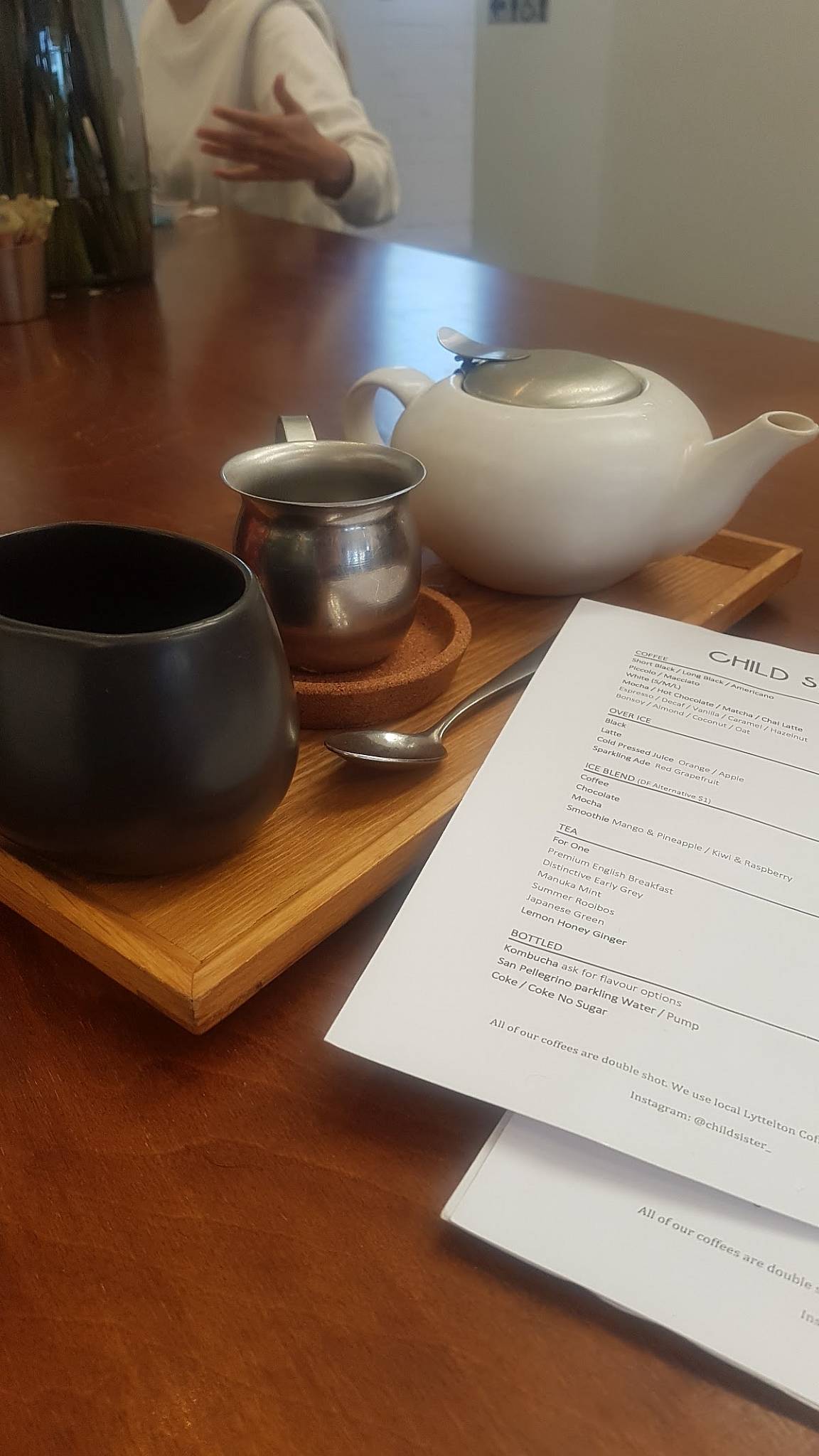 Menu at Child Sister cafe, Christchurch