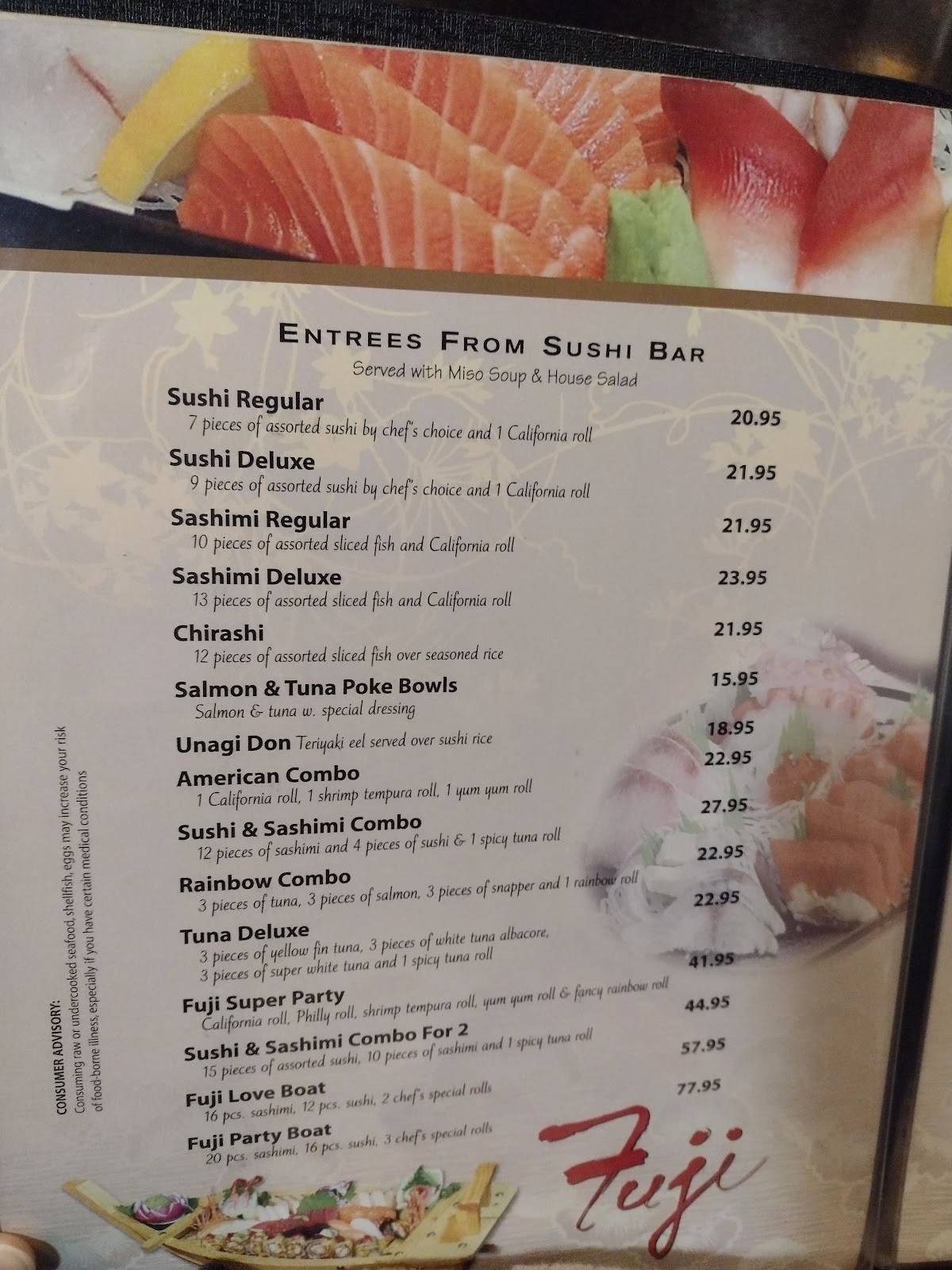 Menu at Fuji Japanese Steakhouse, Chubbuck
