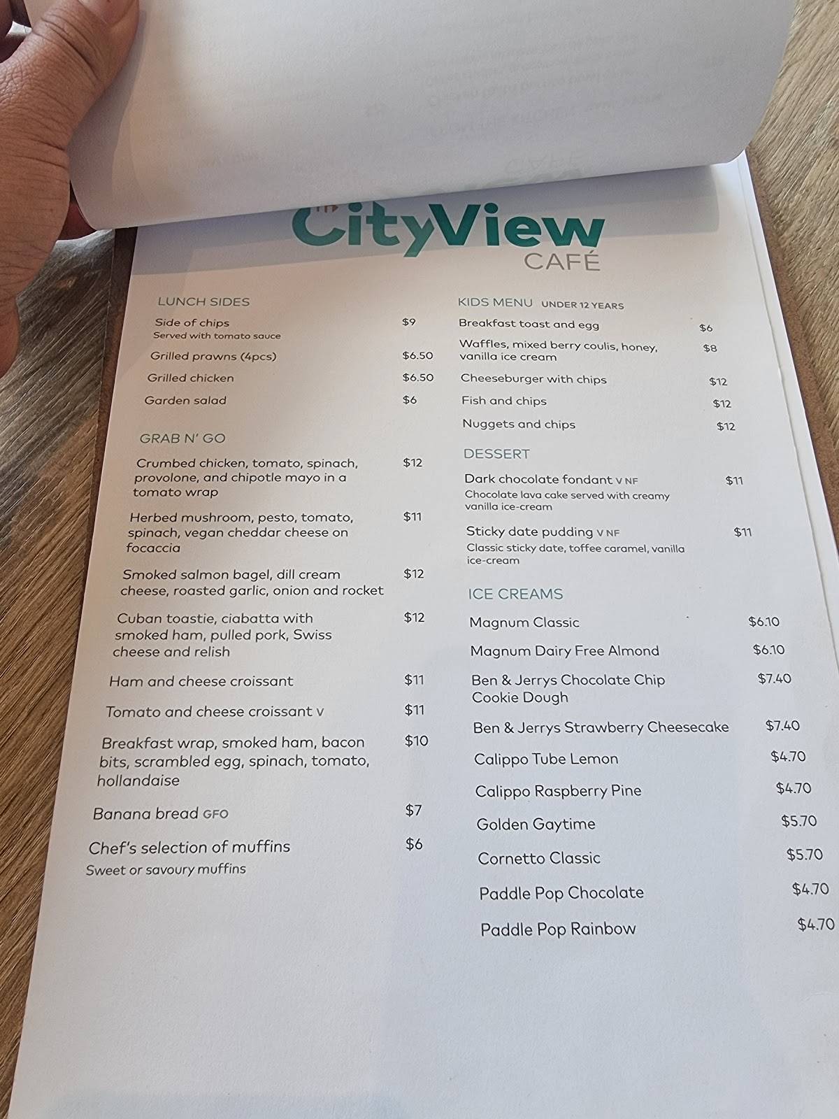 Menu at City View Cafe, Burswood, Optus Stadium