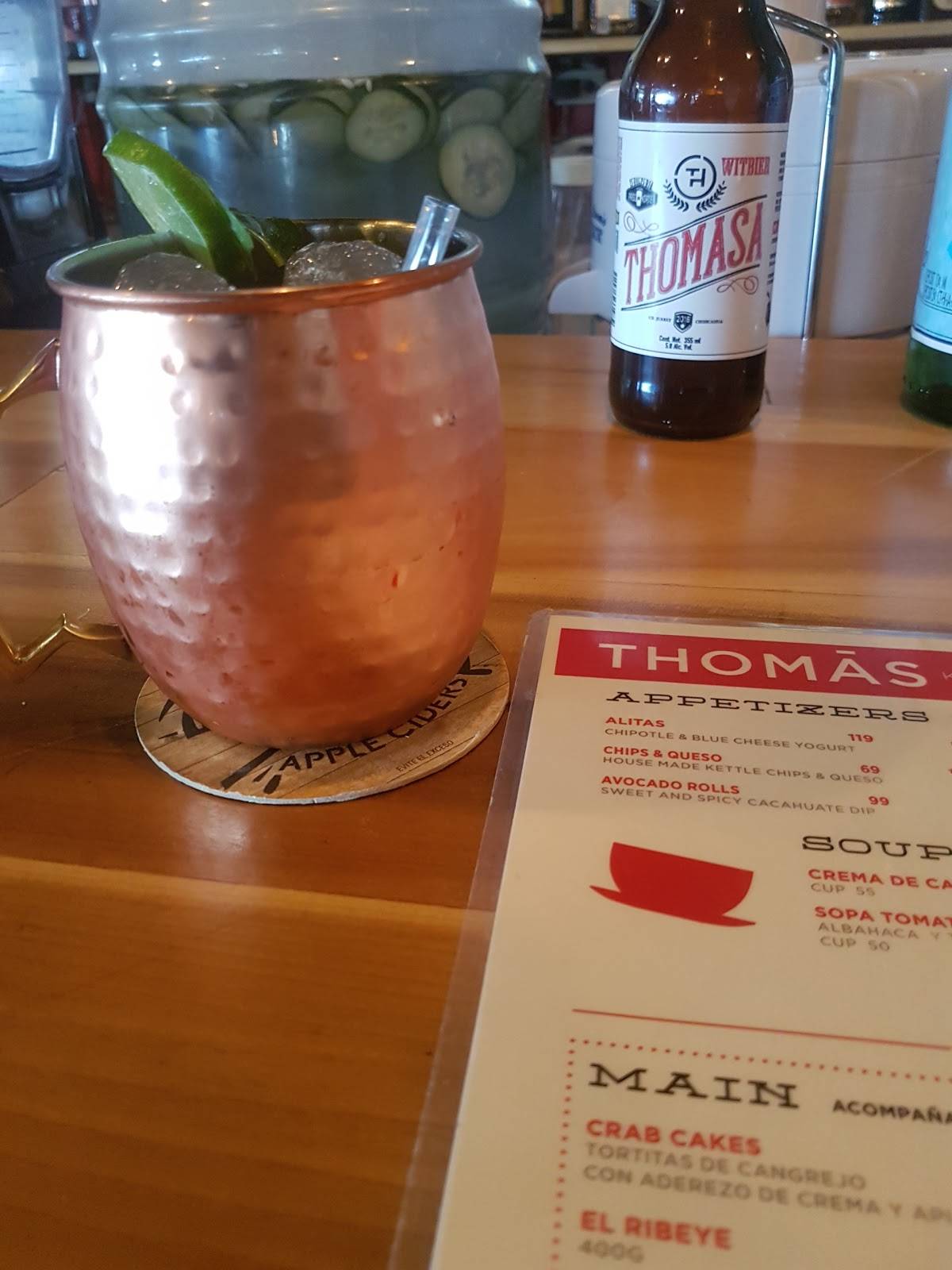 Carta de Thomās Kitchen-Bar, Ciudad Juarez