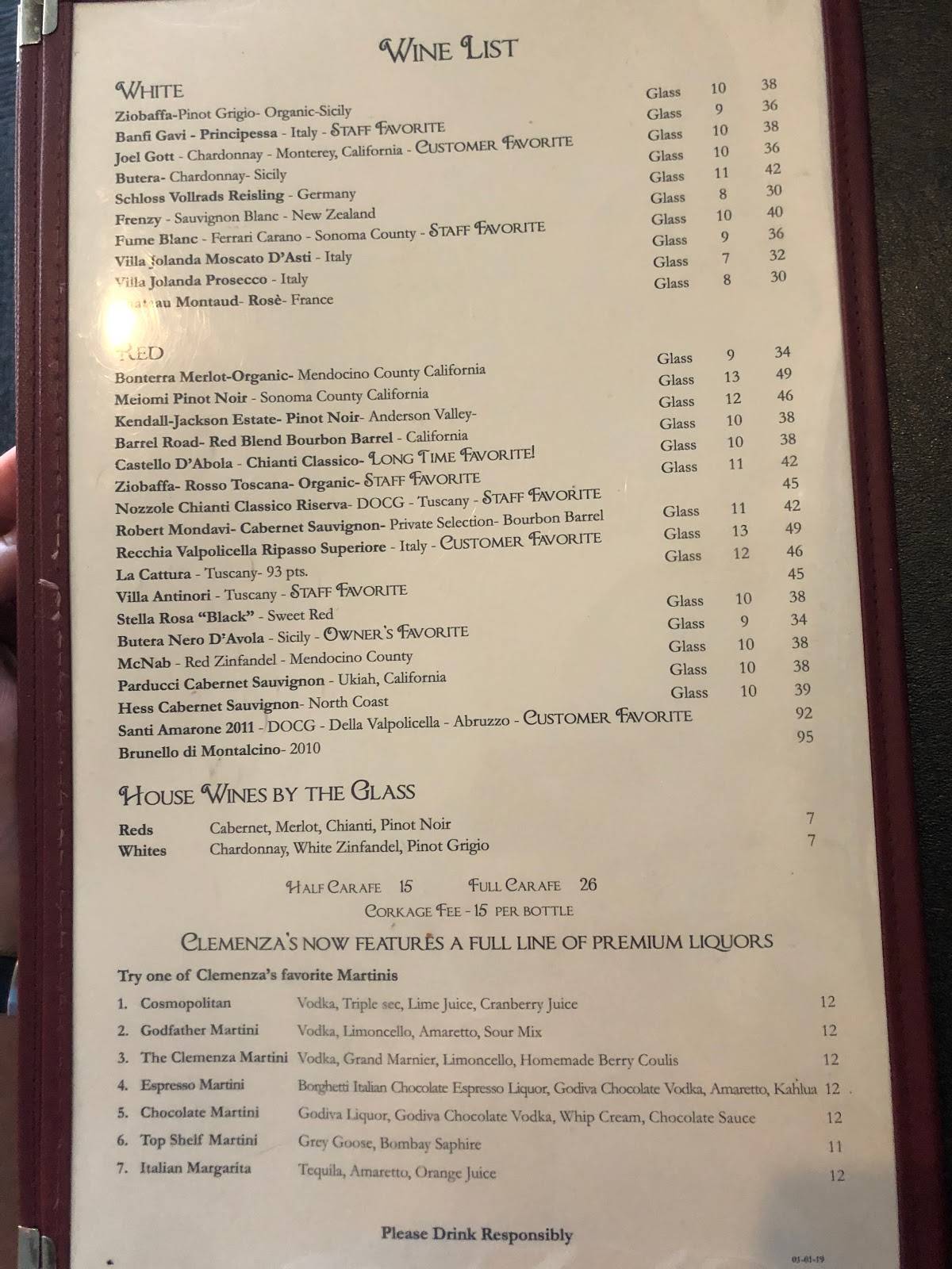 Menu at Clemenza's at Uptown pizzeria, Fort Walton Beach, 75 Eglin Pkwy ...