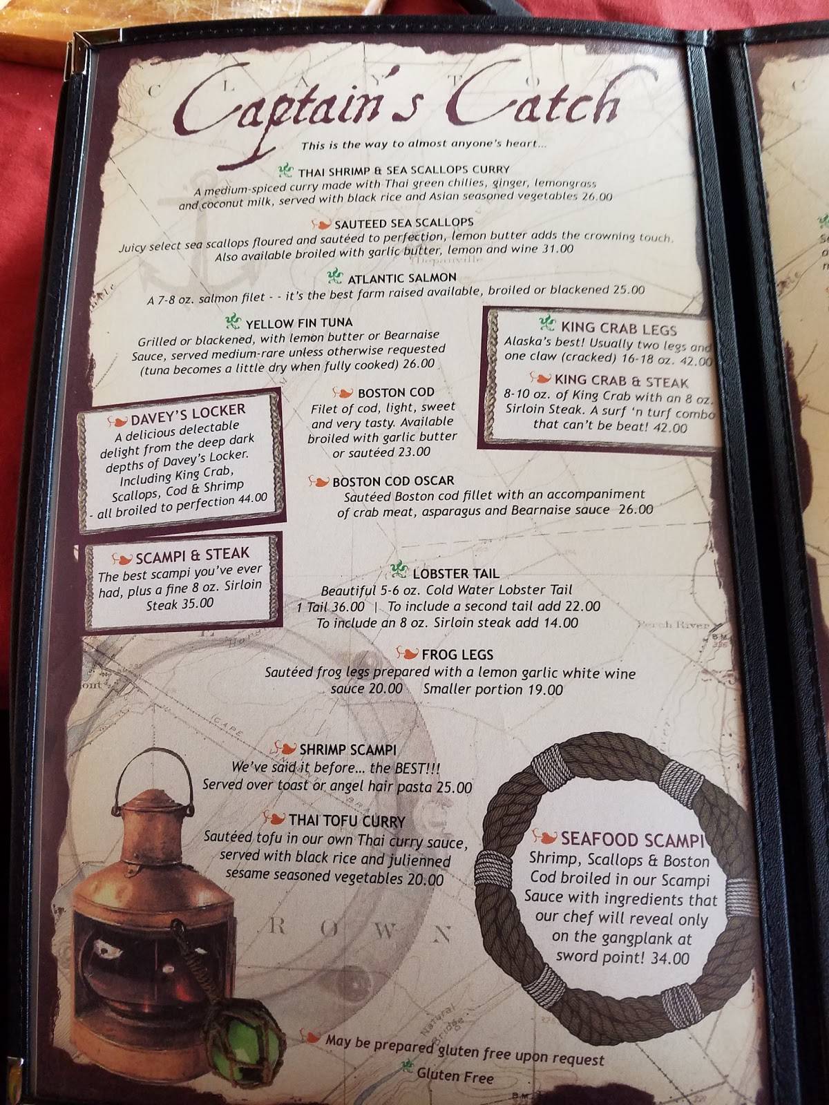 Menu at Clipper Inn restaurant, Clayton