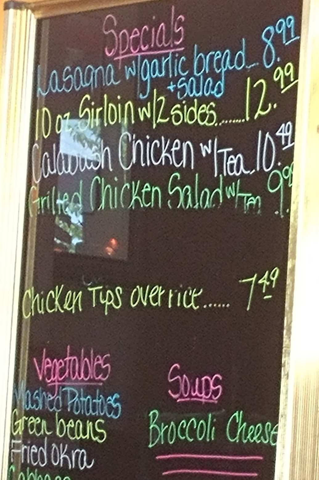 Menu at Clock of Gaffney restaurant, Gaffney