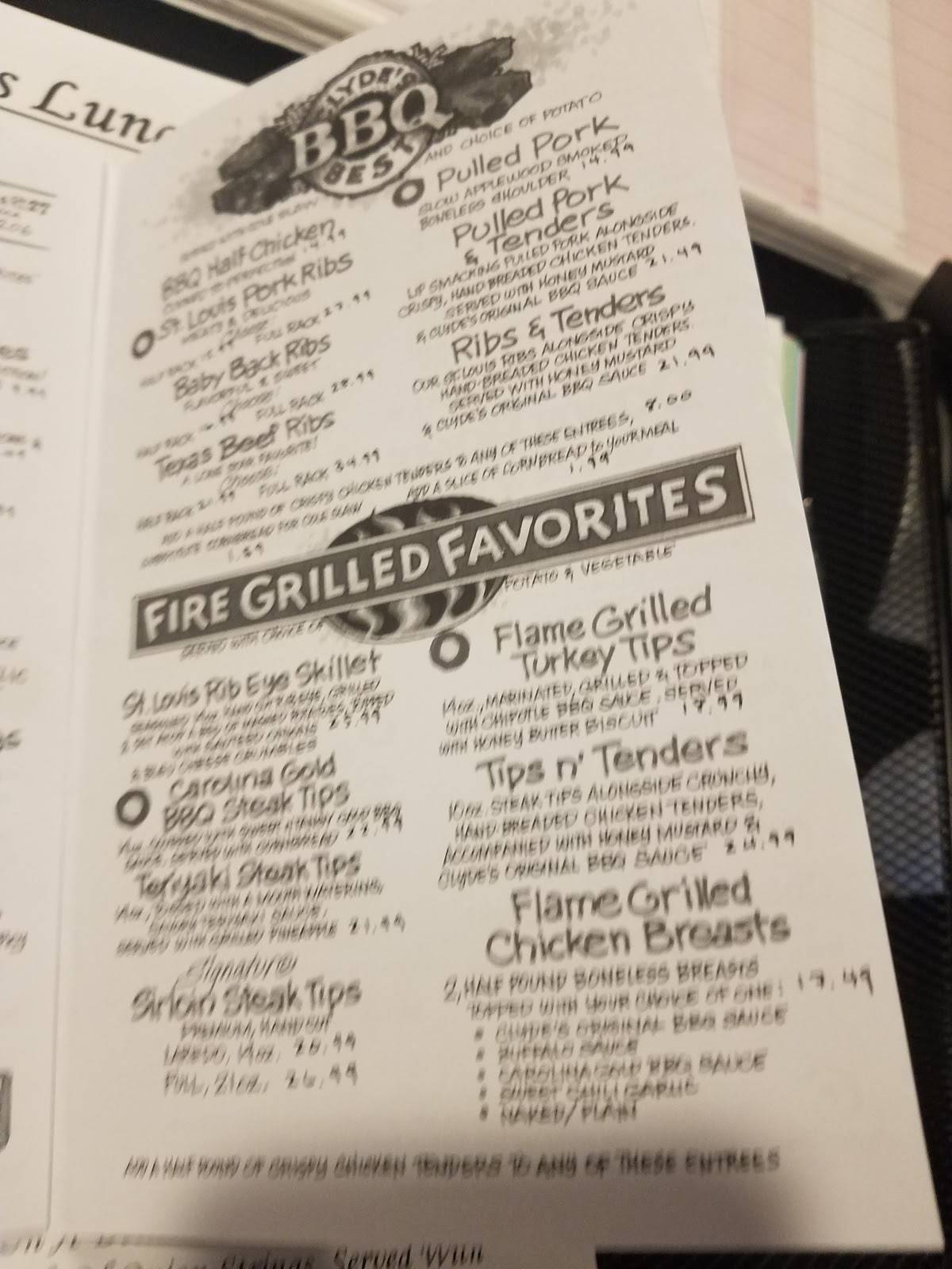 Menu at Clyde’s Grill and Bar, Walpole, 642 Providence Hwy