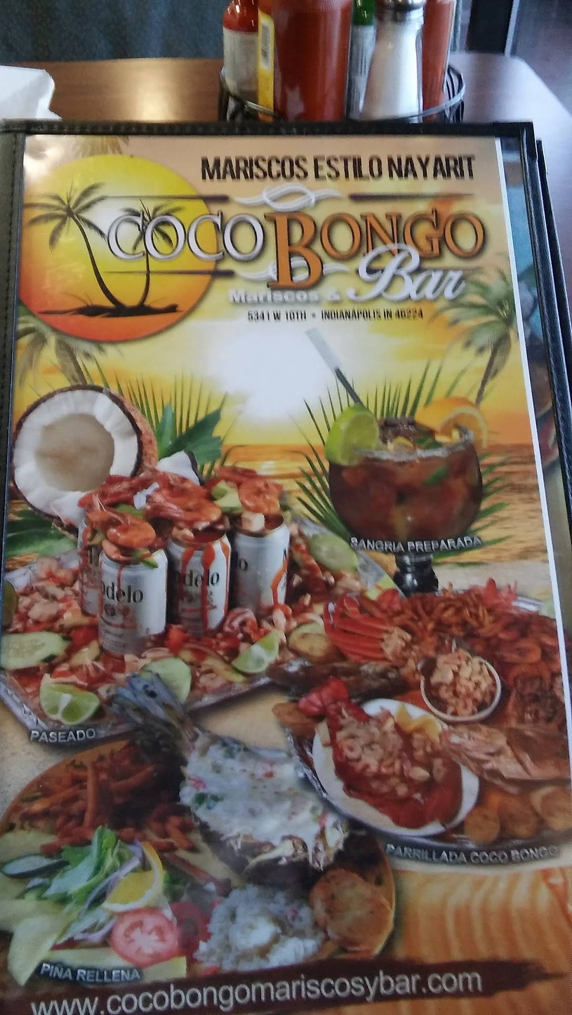 Menu at Coco Bongo Mariscos & Mexican Restaurant, Indianapolis