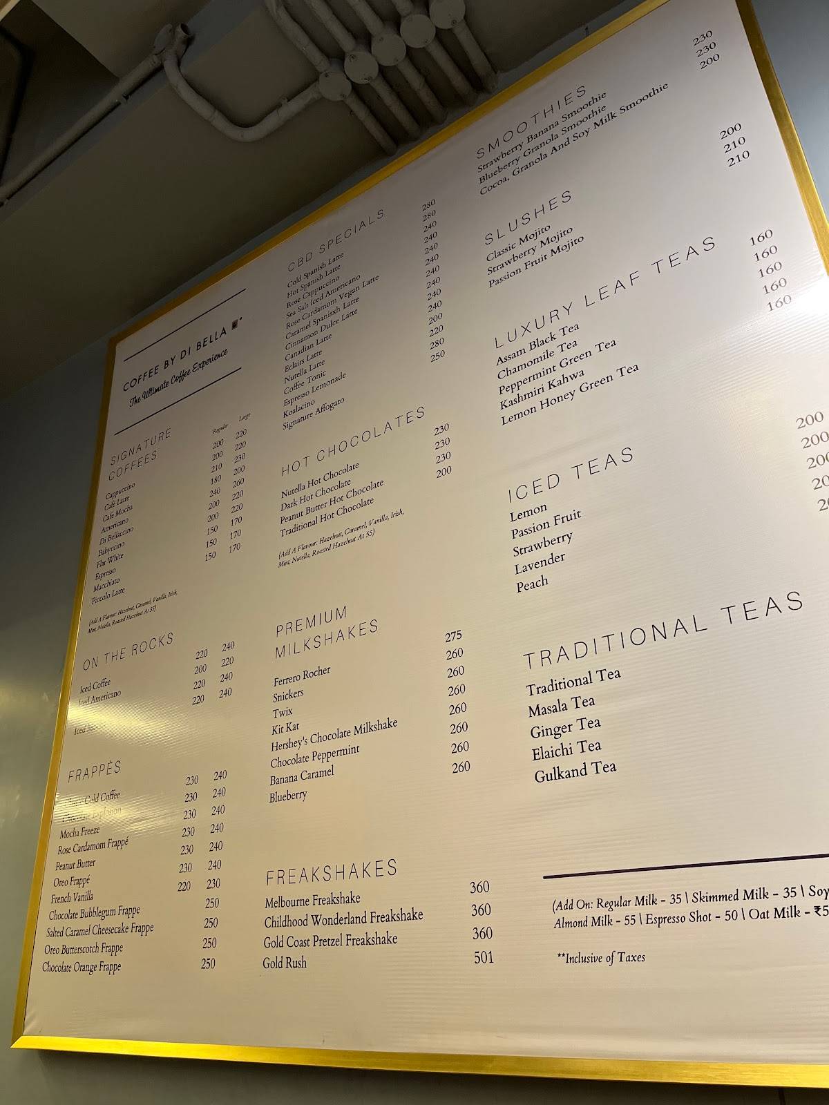 Menu at Coffee By Di Bella Arista, Ahmedabad