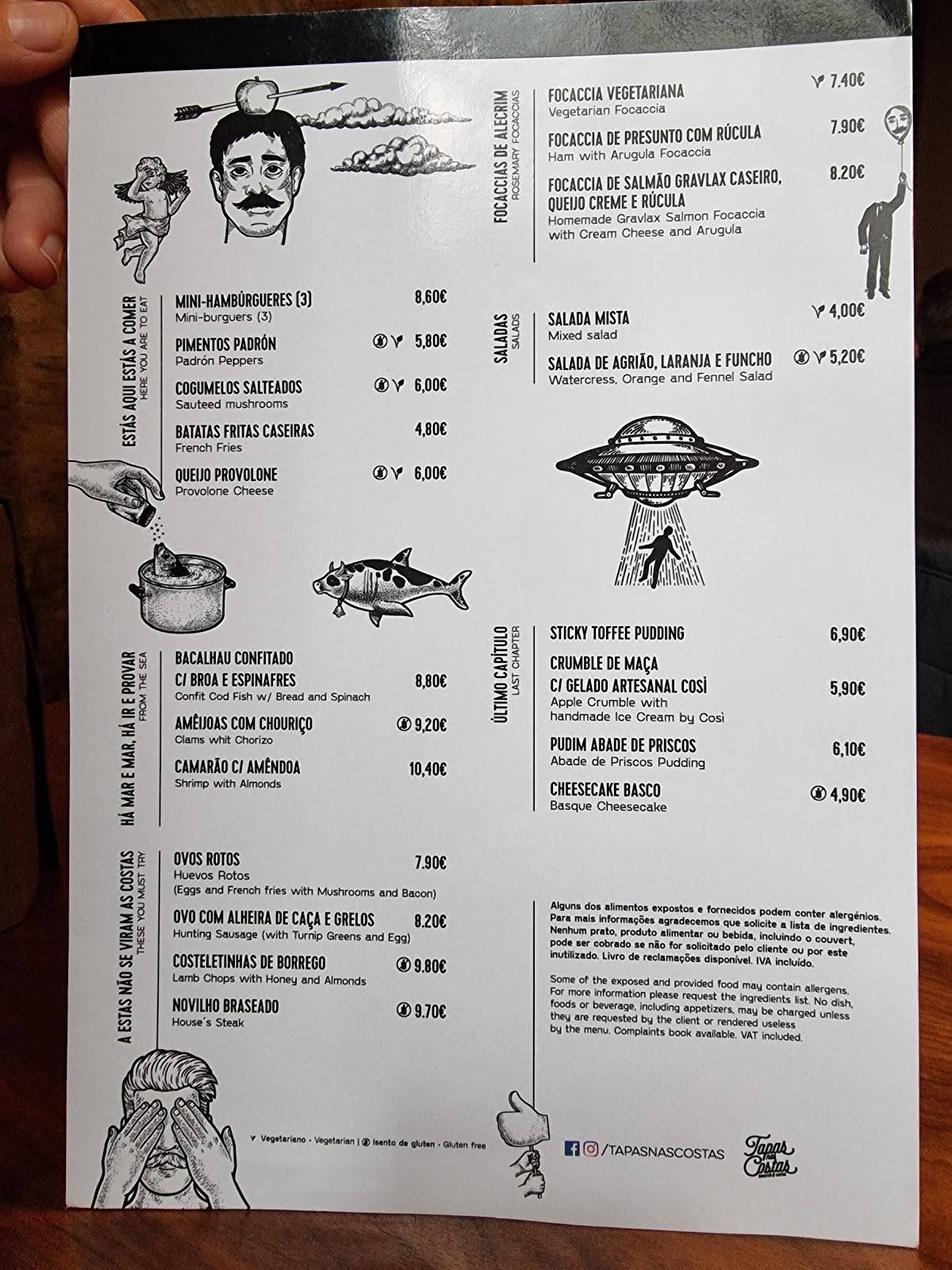 Menu em Restaurante Tapas nas Costas, Coimbra
