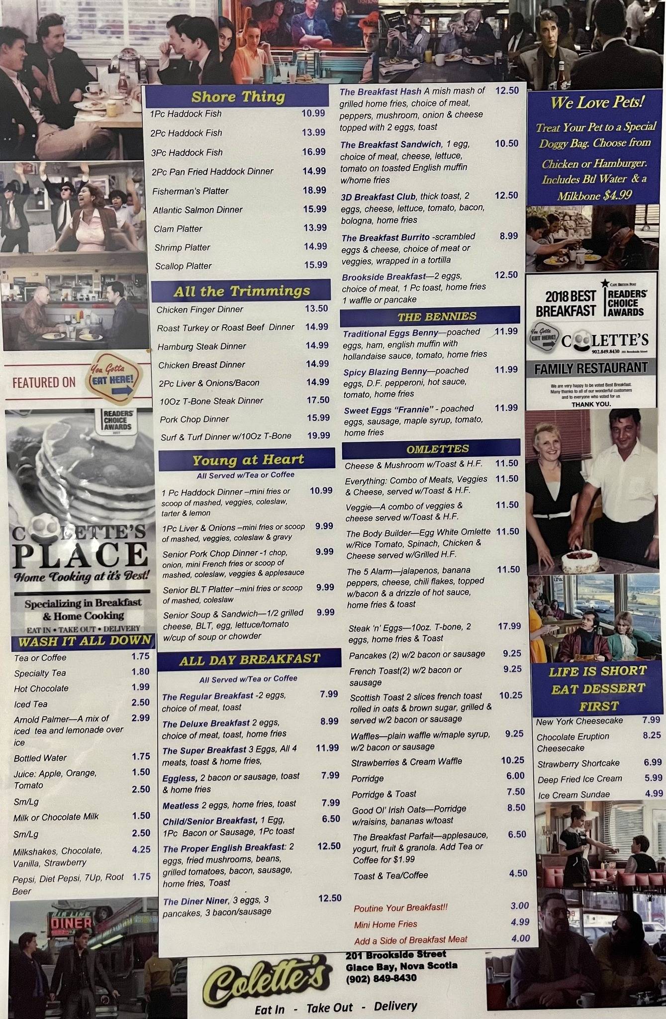 Menu at Colette's Family Restaurant Ltd, Glace Bay