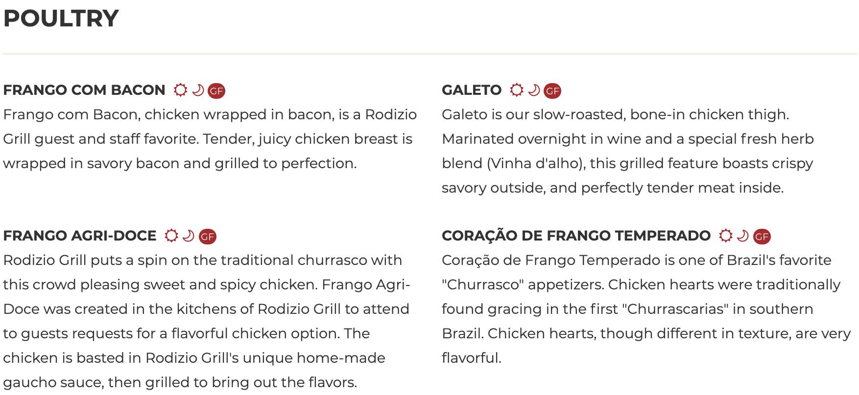 Menu at Rodizio Grill Brazilian Steakhouse Columbus, Columbus