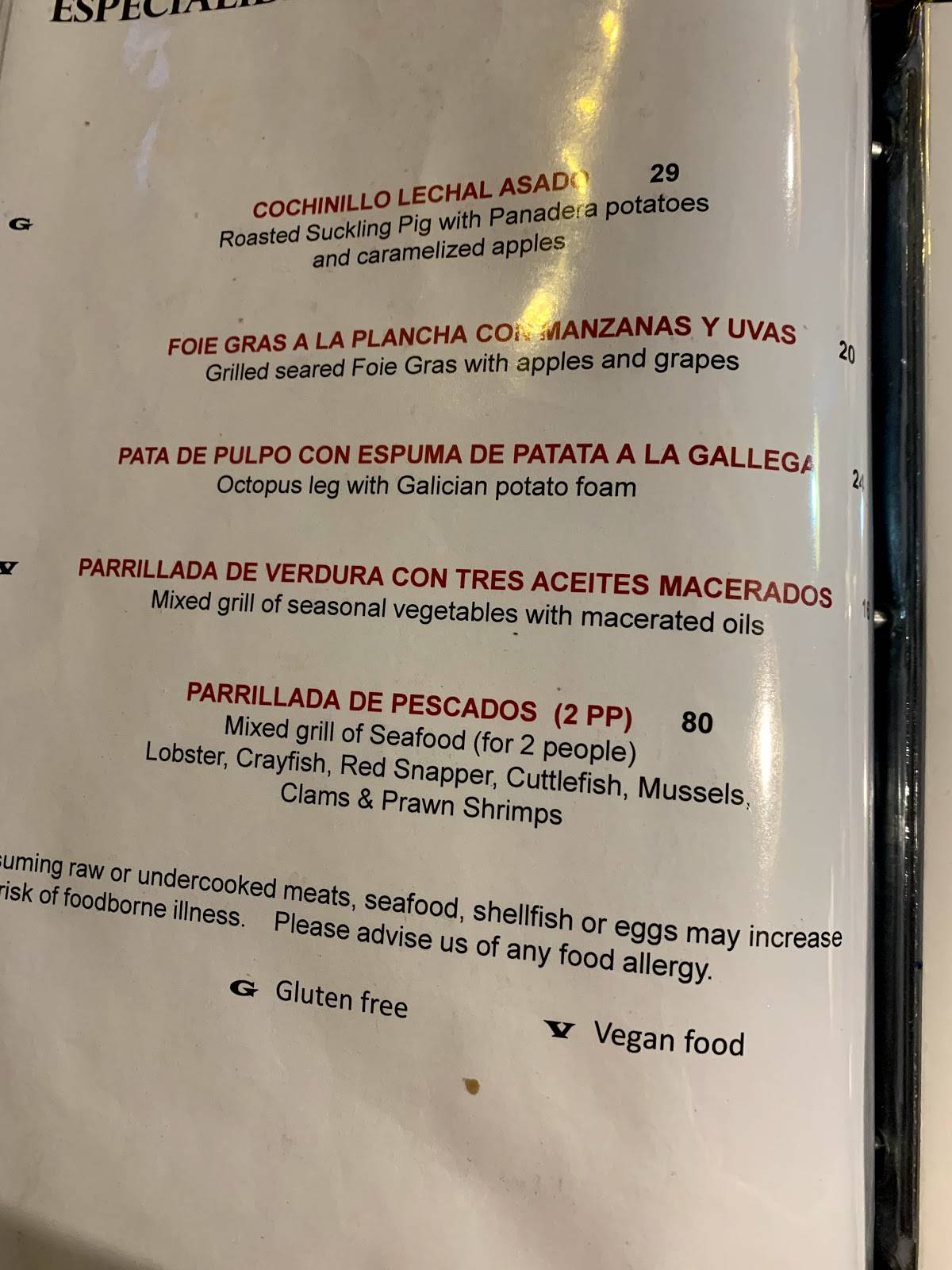 Menu at Xixón Spanish Restaurant, Miami