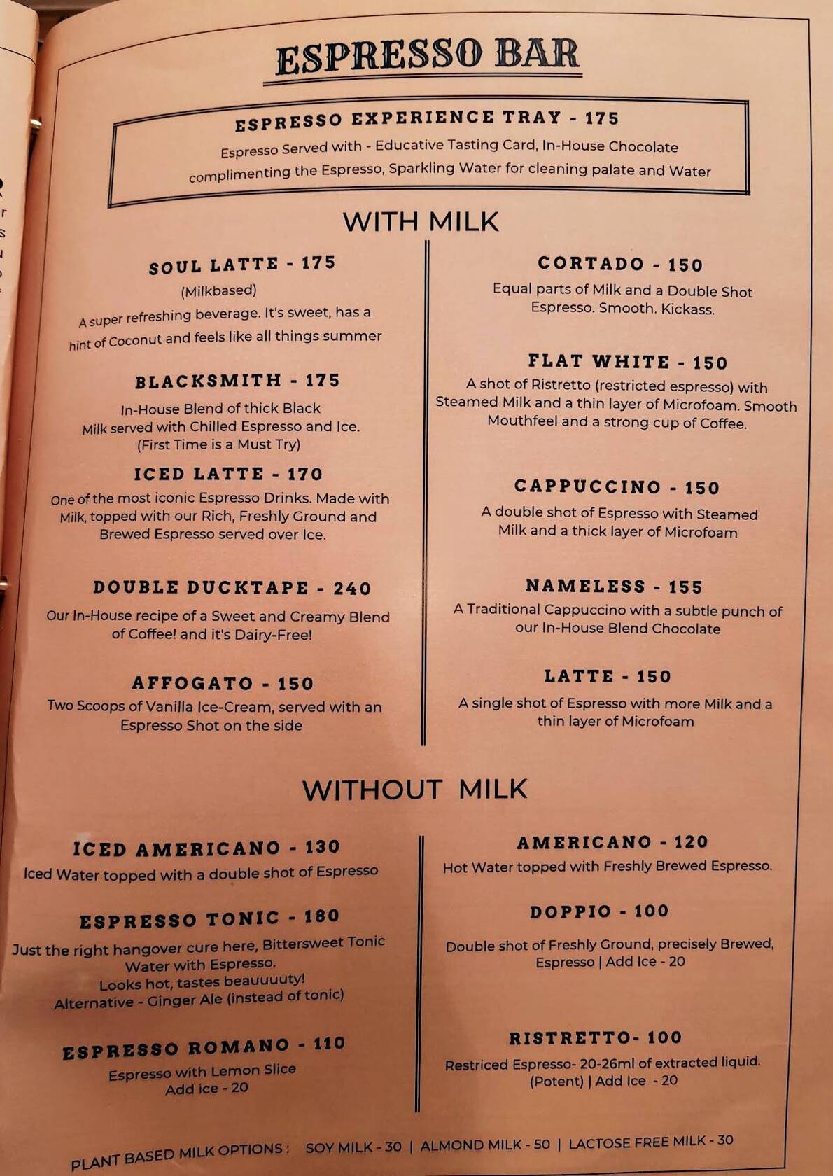 Menu at Corridor Seven Coffee Roastery/Standing Room, Nagpur