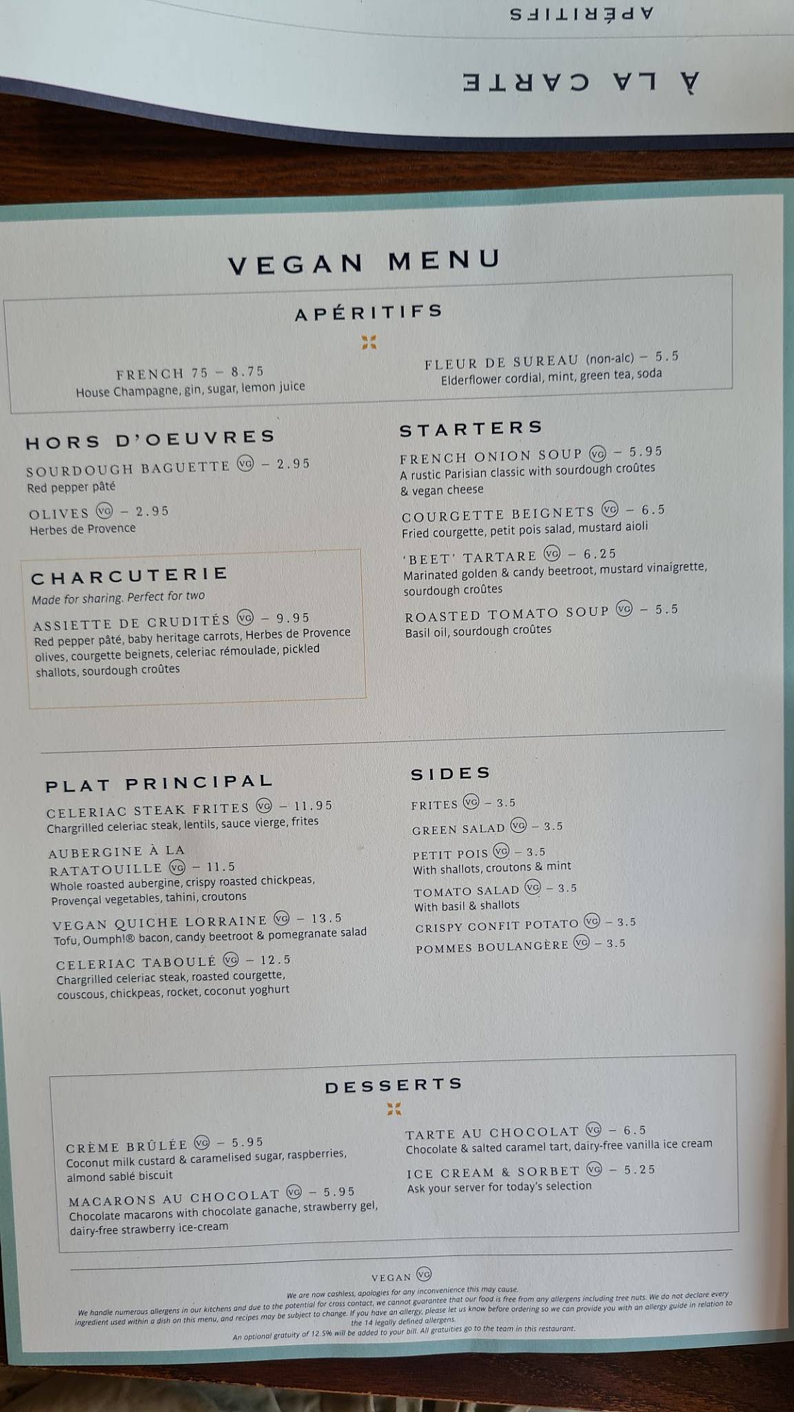 Menu at Côte Exeter restaurant, Exeter