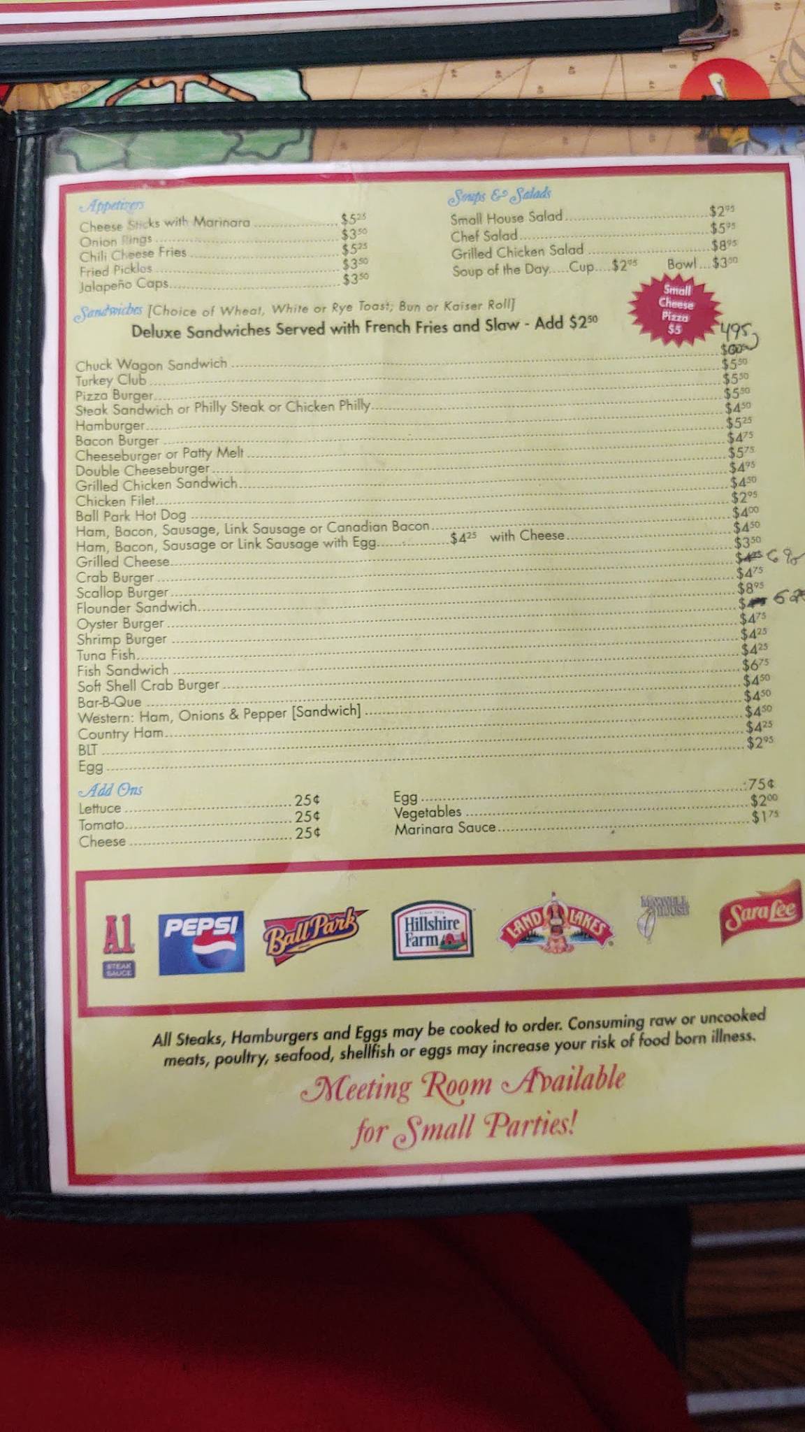 Menu at Cox Family Restaurant, Morehead City