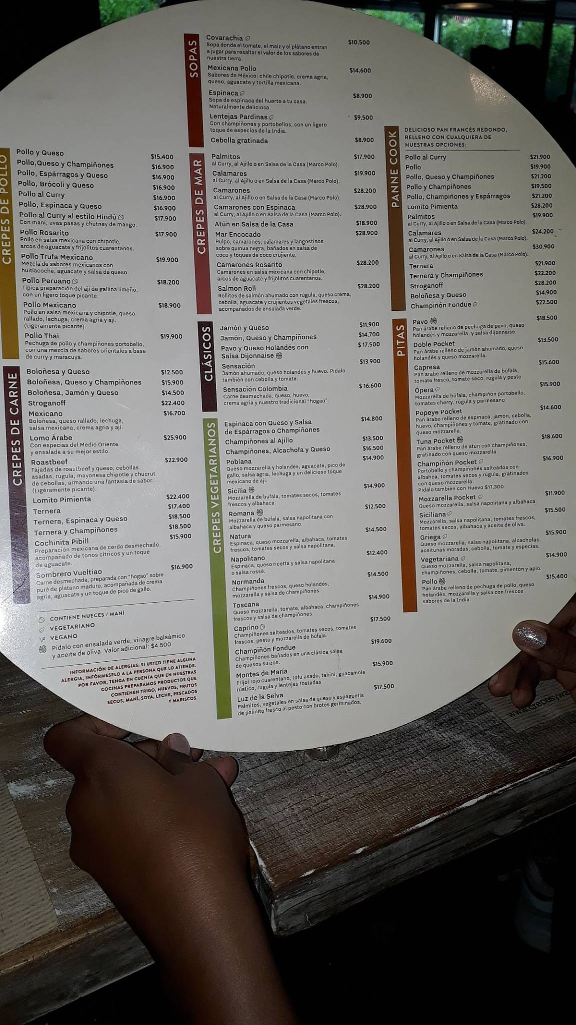 Carta del restaurante Crepes & Waffles Avenida Colombia, Cali, Av. 1 #1a-22