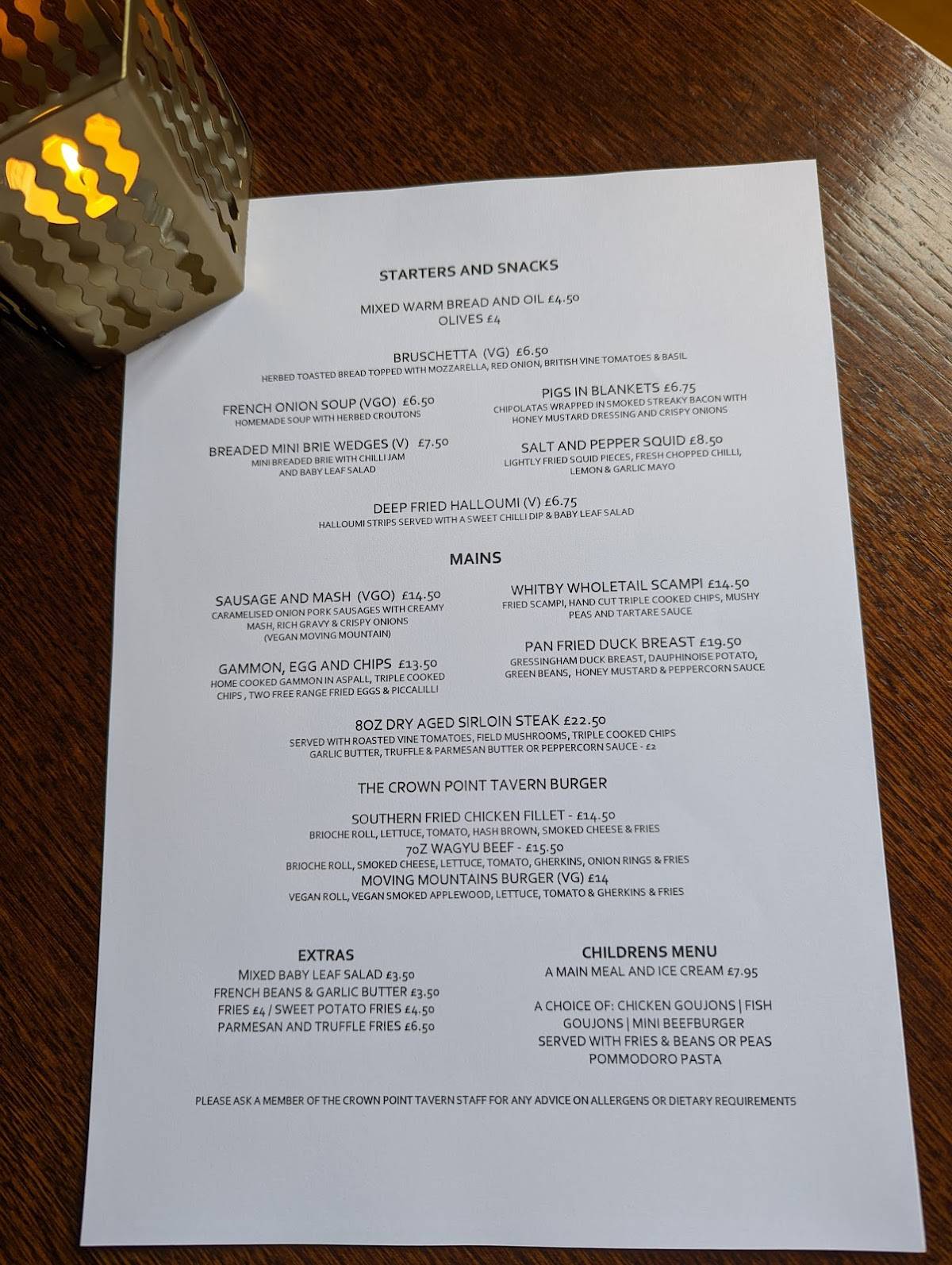 Menu at Crown Point Tavern pub & bar, Trowse Newton, Kirby Rd