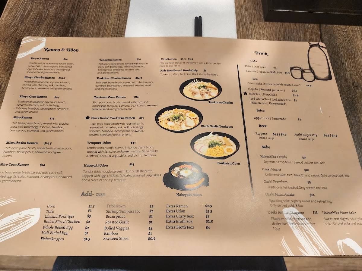 Menu at Cube Ramen and Asian Cuisine restaurant, Lacey