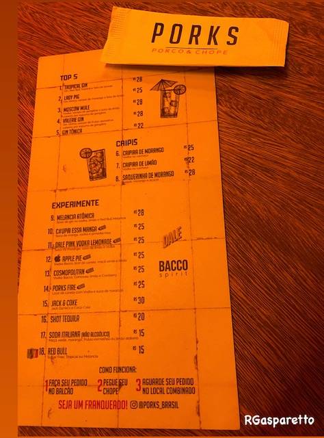 Menu em Porks Ecoville pub & Bar, Curitiba