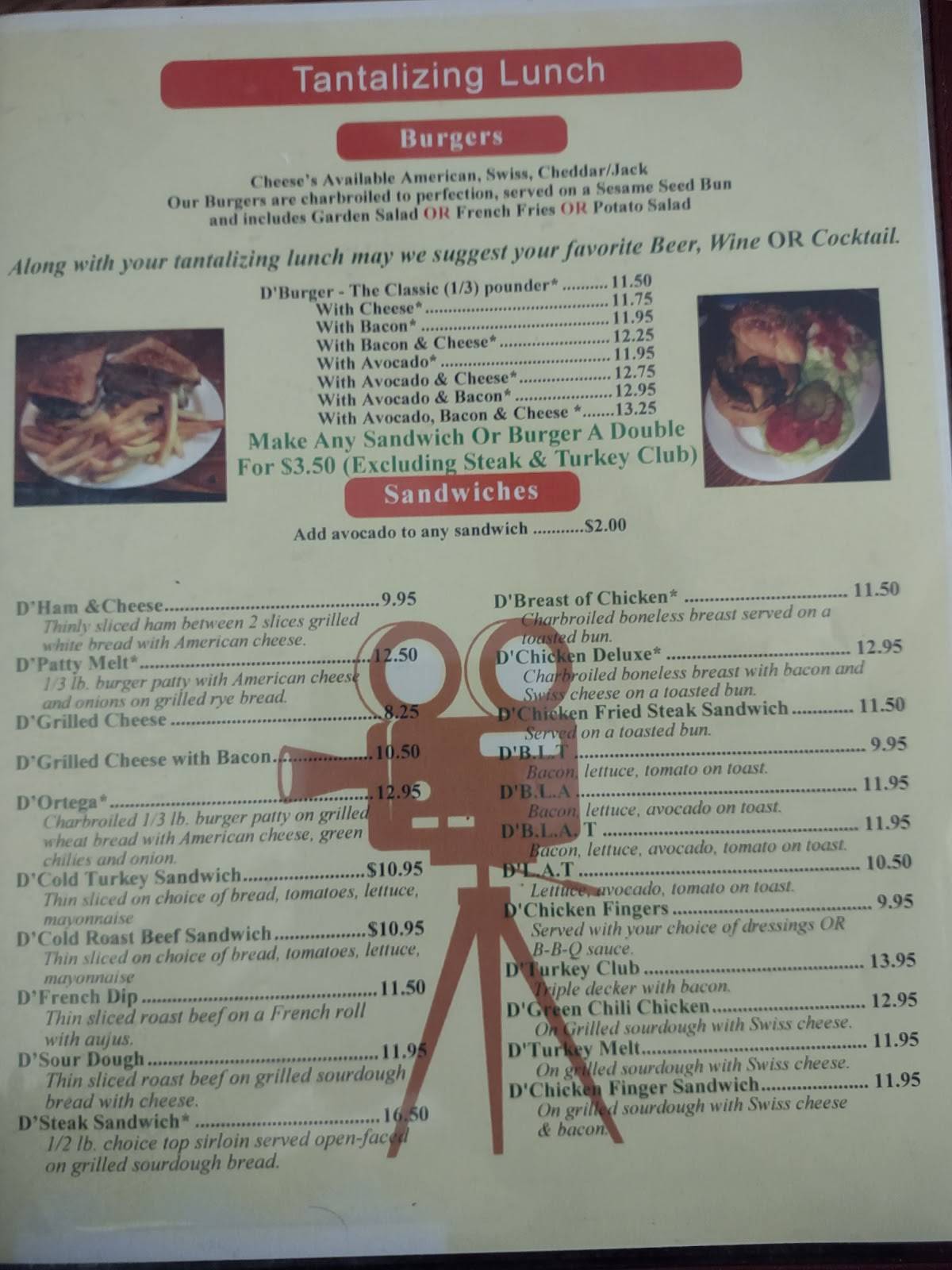 Menu at D'Place Cafe, Fort Mohave