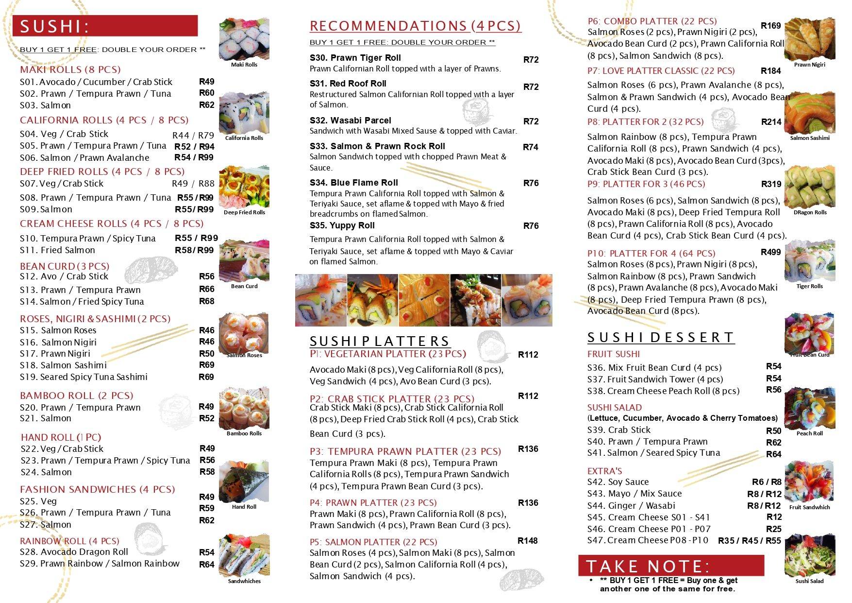 Menu at Dala Mala Asian Cuisine & Sushi Bar, Bloemfontein, Shop 9