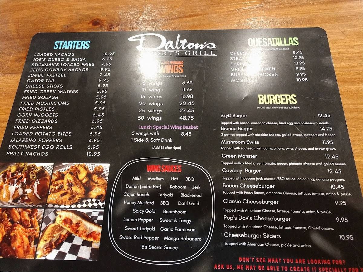 Menu at Dalton's Sports Grill pub & bar, Asbury Lake