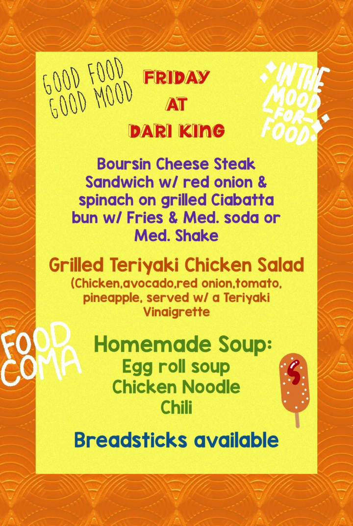 Menu at Dari King restaurant, Redwood Falls