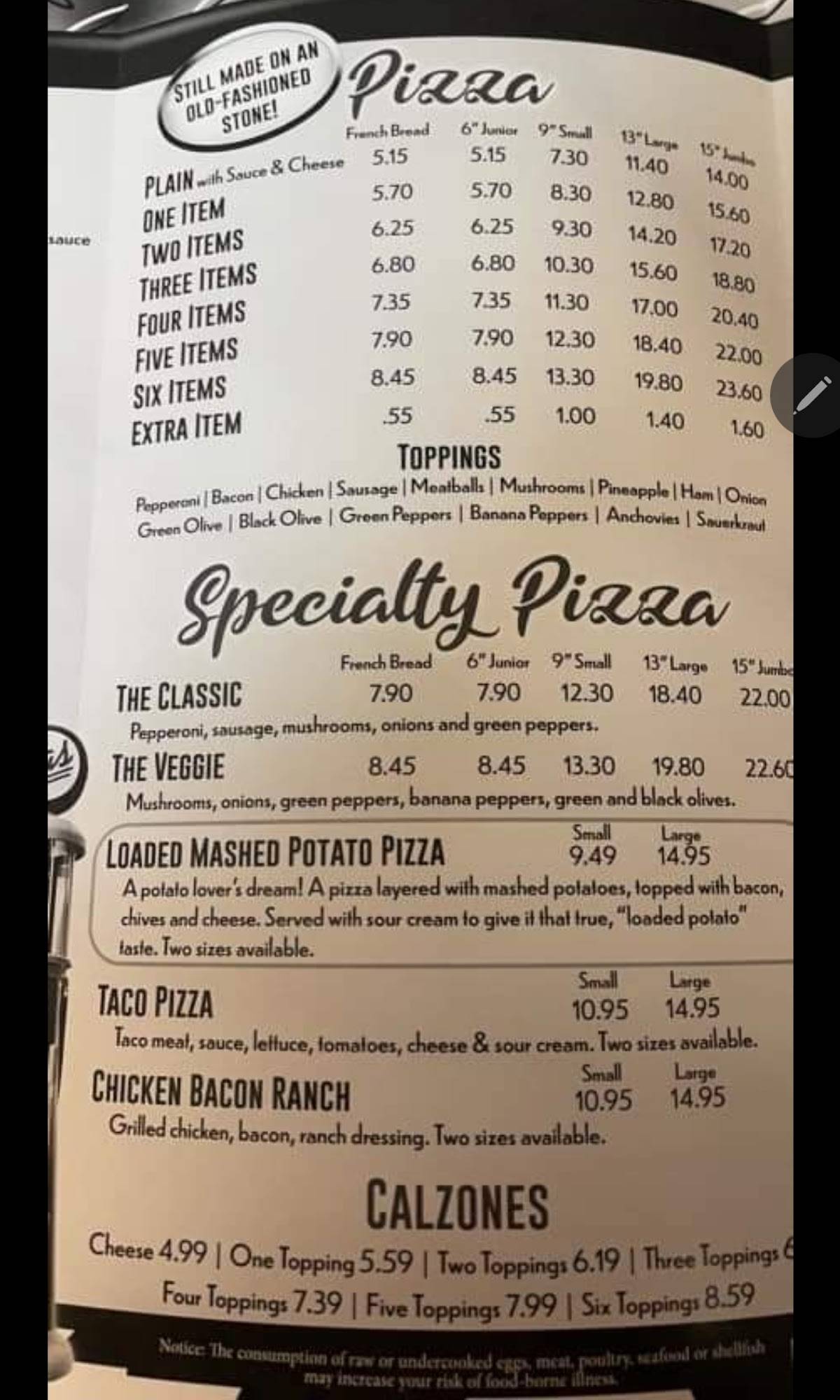 Menu at Classic Pizza pizzeria, Dayton, Taylorsville Rd