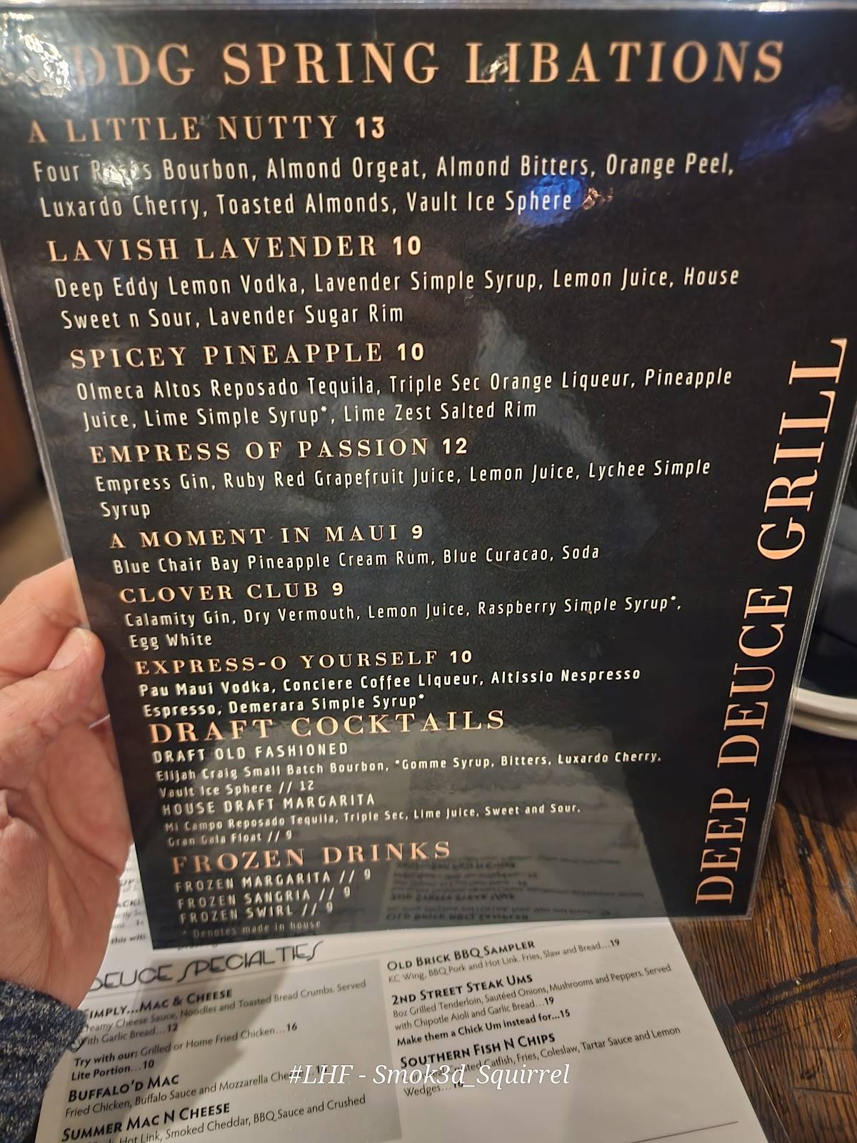 Menu at Deep Deuce Grill pub & bar, Oklahoma City