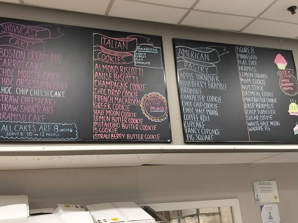 Menu at Colarusso's Bakery, Stoneham