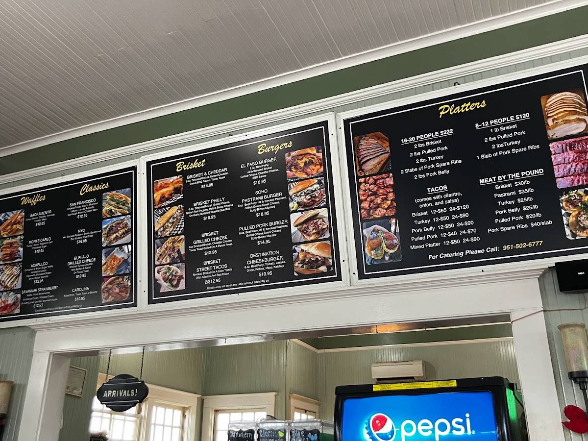 Menu at Destination Smokehouse & Eatery BBQ, Hemet