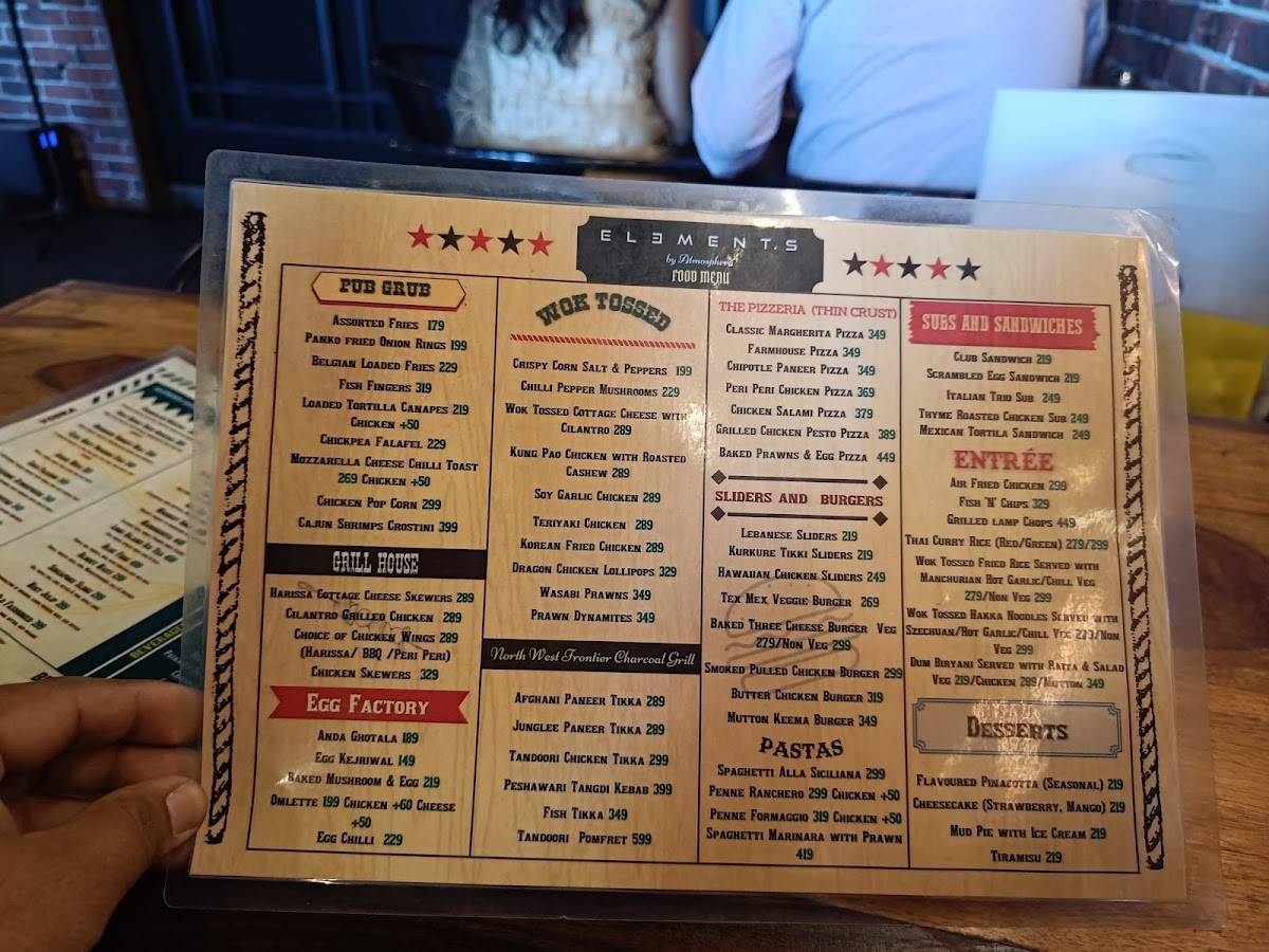 Menu at Atmosphere, Dibrugarh, RANGHAR PLAZA