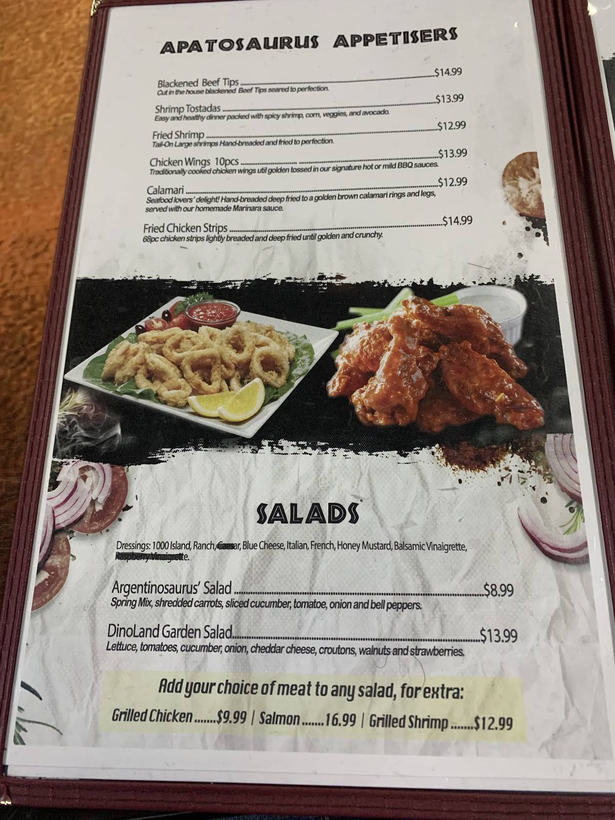 Menu at DinoLand Cafe, Myrtle Beach