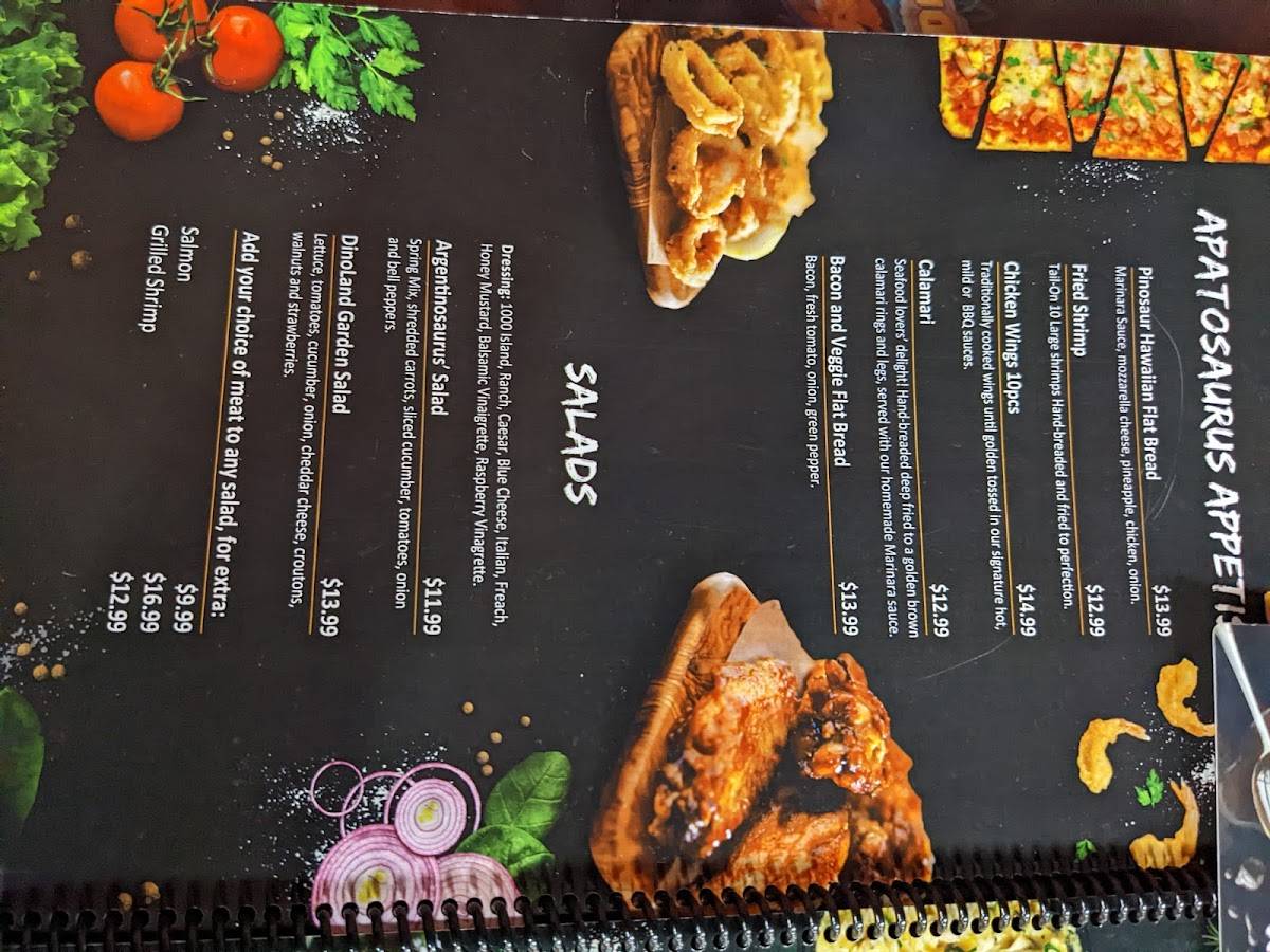 Menu at DinoLand Cafe, Myrtle Beach