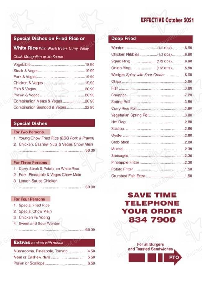 Menu at Double Happy Chinese Takeaways fast food, Auckland