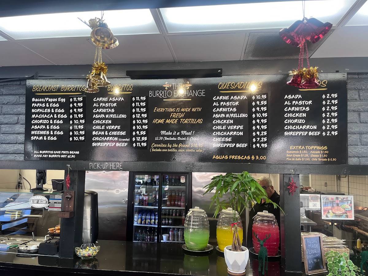 Menu at The Burrito Exchange restaurant, Pico Rivera