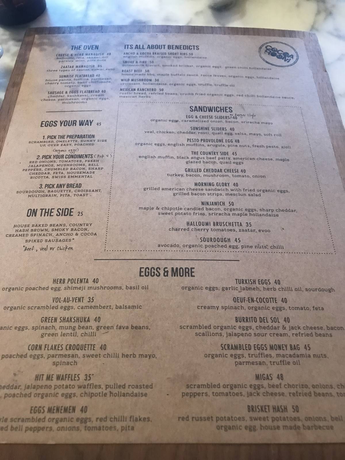 Menu at Cocoa Room Galleria Mall restaurant, Dubai, +7X2 - G Floor