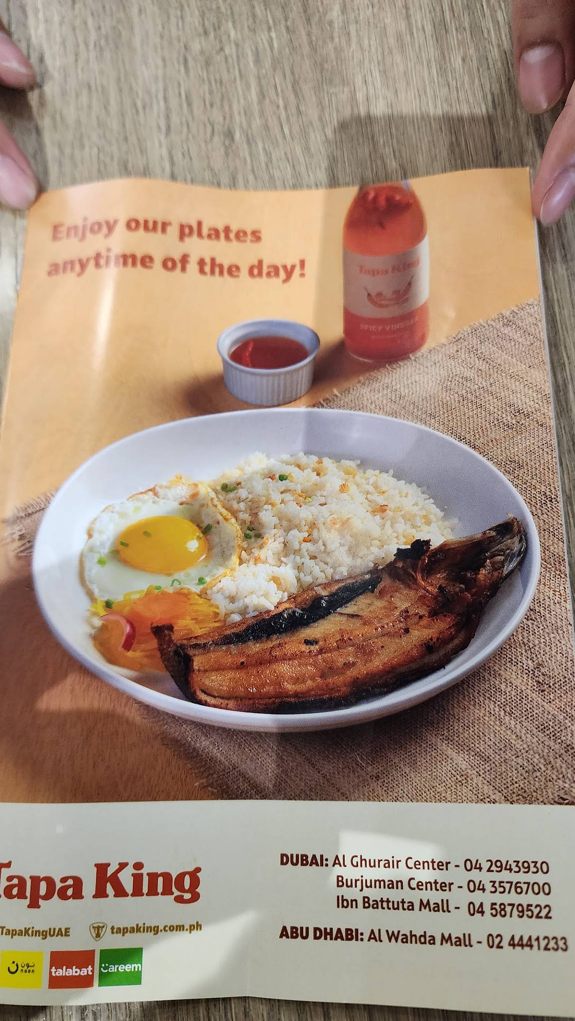Menu at Tapa king restaurant, Dubai, Al Ghurair Centre