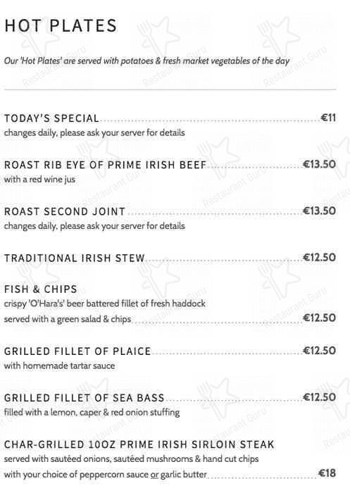 Menu at The Goat Bar & Grill, Dublin, 14 Lower Kilmacud Rd