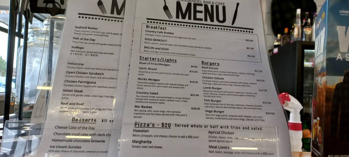Menu at Dunsandel Tavern pub & bar, Dunsandel, Main S Rd