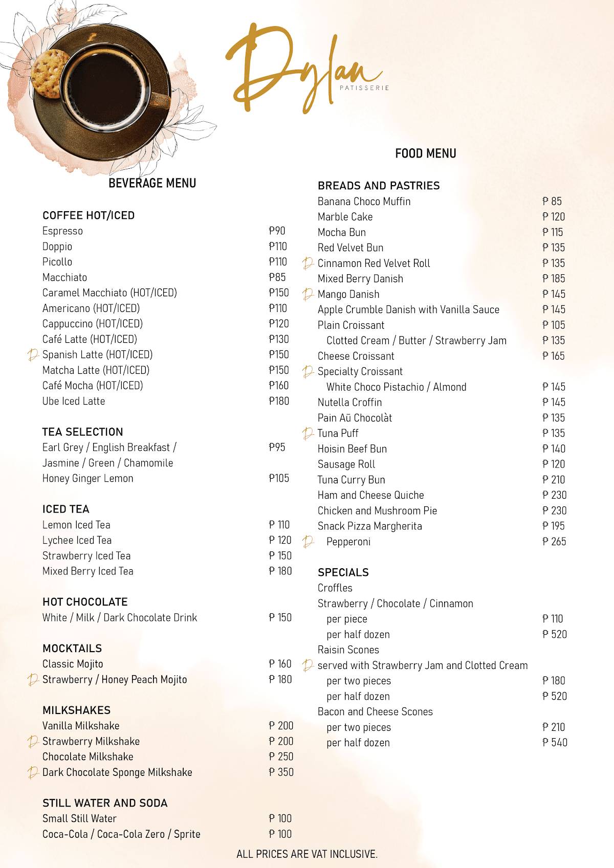 Menu at Dylan Patisserie Makati cafe, Makati