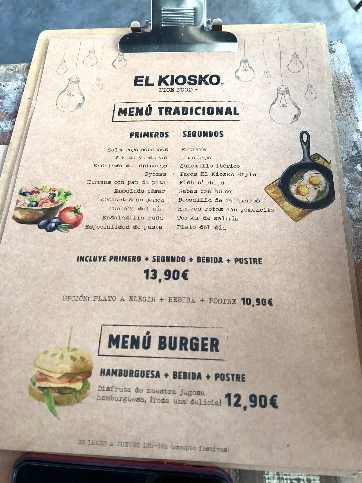 Carta del restaurante EL KIOSKO Moraleja Green, Alcobendas